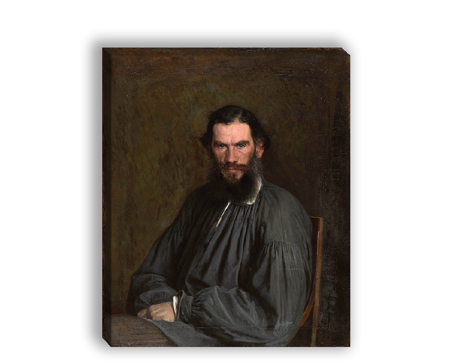 "Портрет писателя Льва Николаевича Толстого", Крамской Иван Николаевич, картина (репродукция) (40х48 см / на подрамнике)