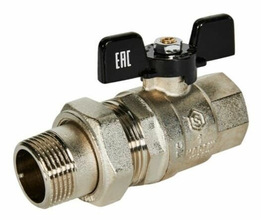 Кран шаровой с американкой STOUT 1" бабочка ГОСТ (полнопроходной)