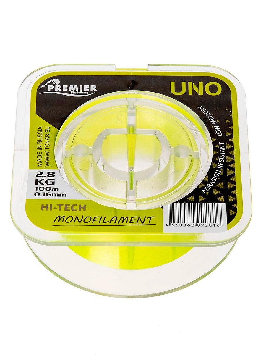 Леска для рыбалки Premier Fishing UNO F.Yellow Nylon 0,16mm/100m (PR-U-Y-016-100)