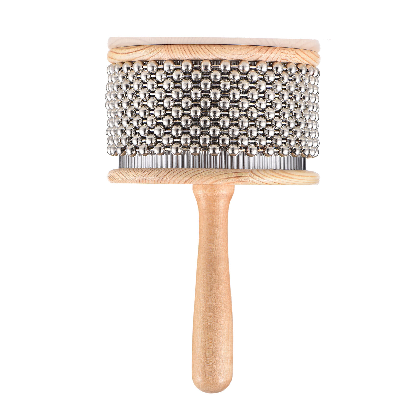 Деревянная кабаса, ударный музыкальный инструмент с металлической бисерной цепью и цилиндром, ручная погремушка среднего размера для школьного оркестра.