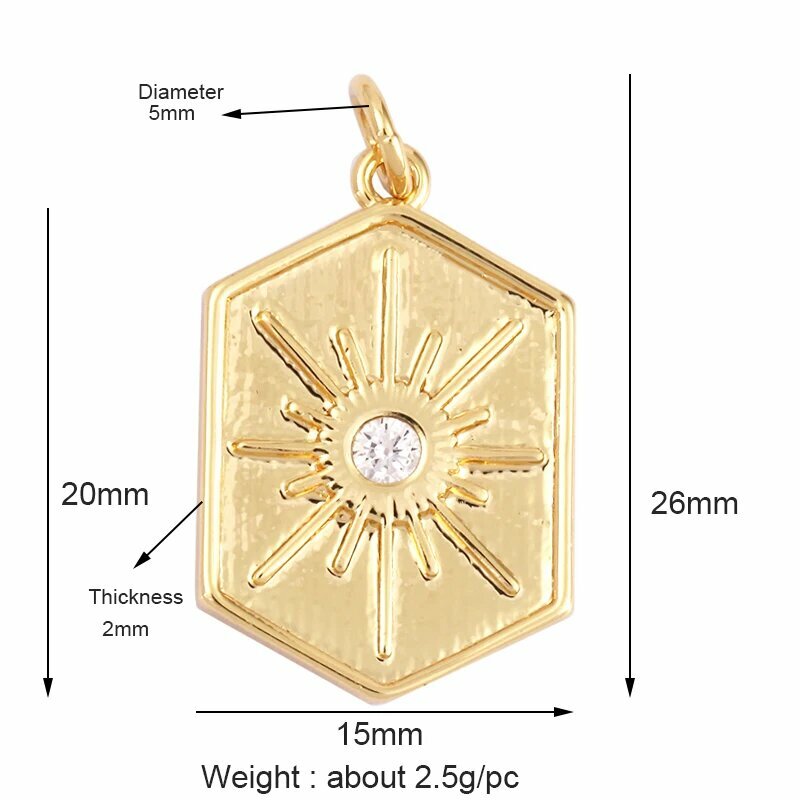 Шарм подвеска солнце луна звезда космос из латуни L933009-Gold