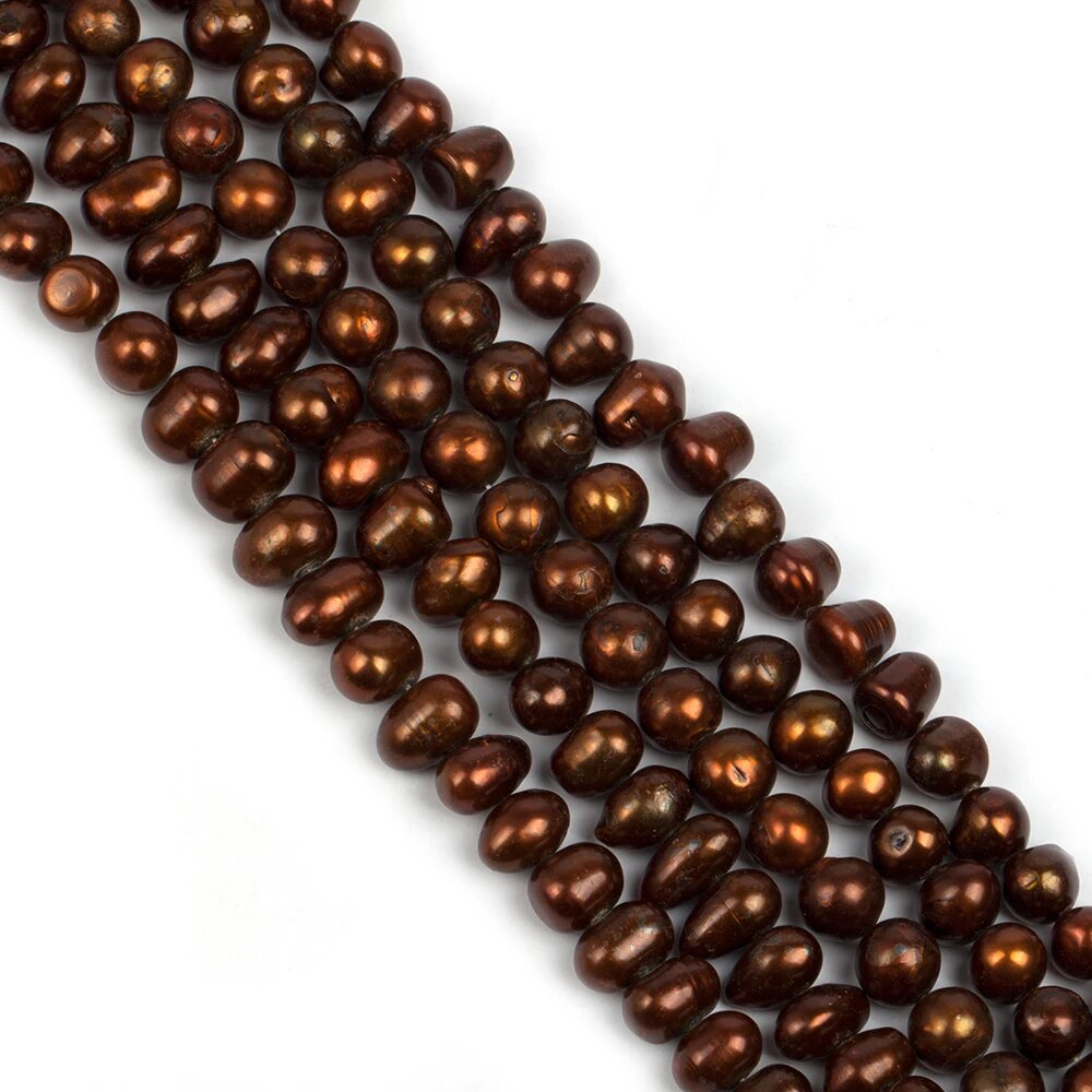 Натуральный пресноводный жемчуг 12-15 мм, 14 дюймов Коричневый, 12-16mm