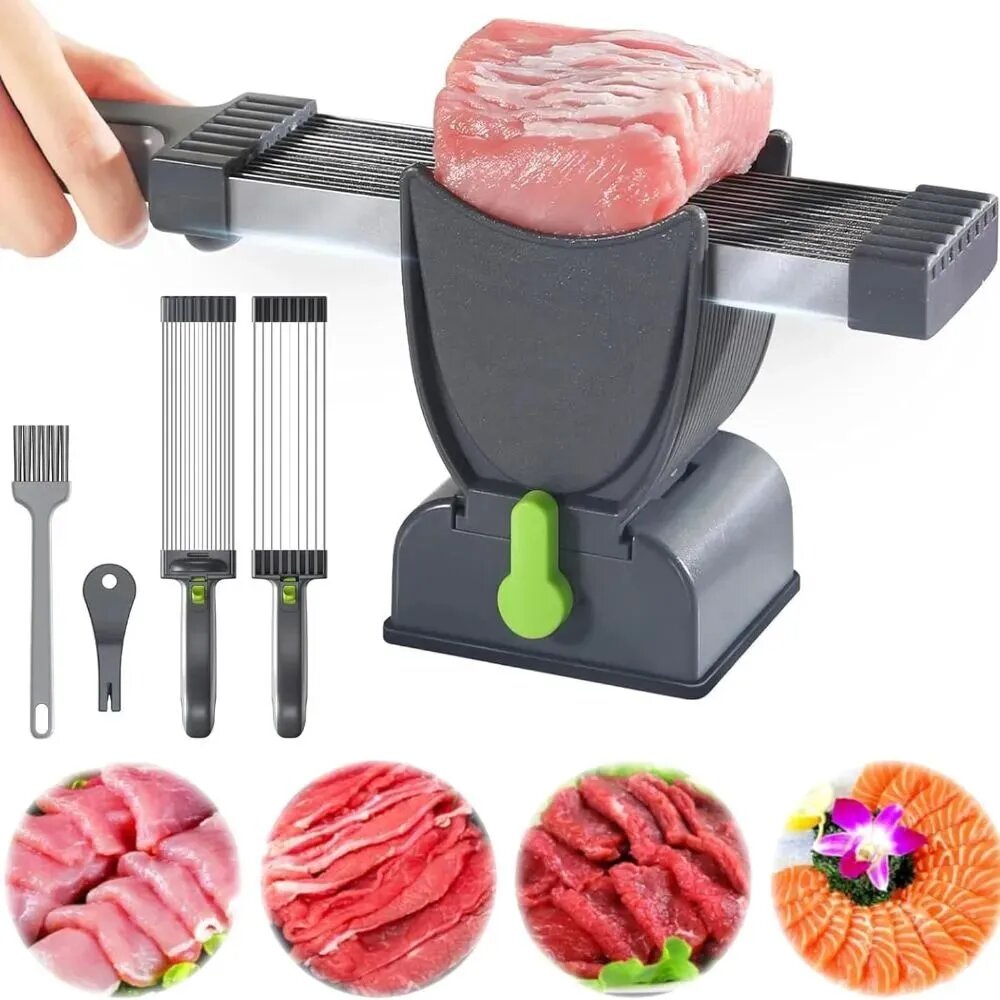 Household Ломтерезка 2 в 1, 17 лезвий с ножнами, для нарезки свежего мяса толщиной до 2 мм или 4 мм.