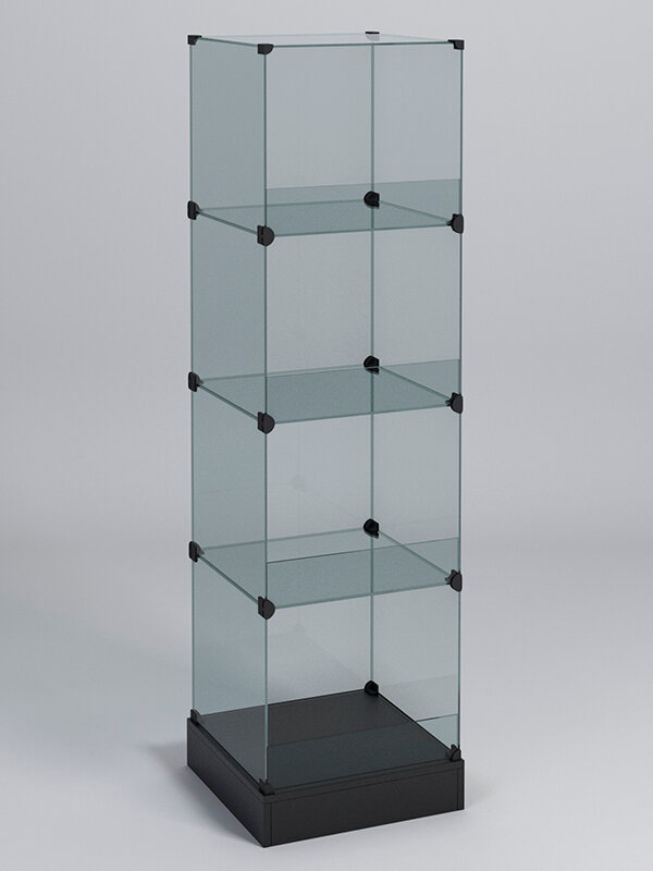 Витрина "КУБ" №2-КО стаканчик (без дверок, передняя стенка - стекло), Черный