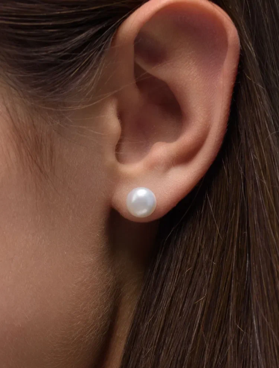 Серьги пусеты, серебро, 925 проба, золочение, жемчуг