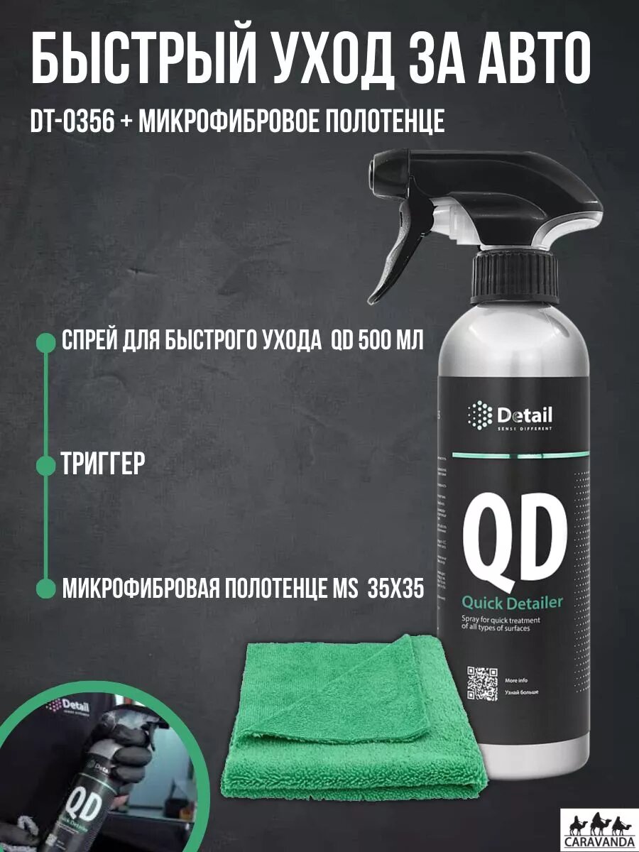 Набор Detail "Quick Detailer", для детейлинга, микрофибра, зеленый