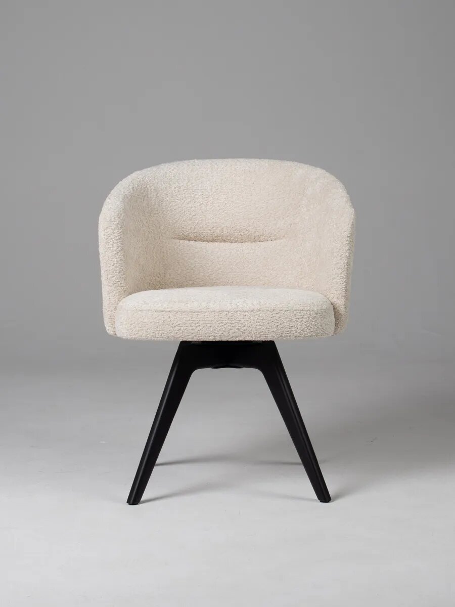 Кресло поворотное с подлокотниками Ameli, светло-бежевый, ножки массив дуба цвет черный