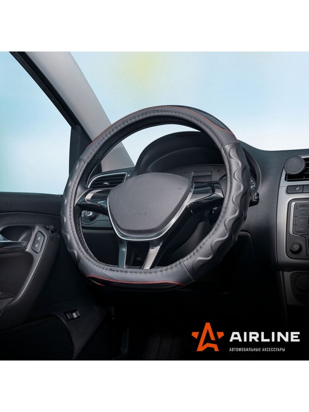 Оплётка руля Airline ADWO005 Эко кожа черный