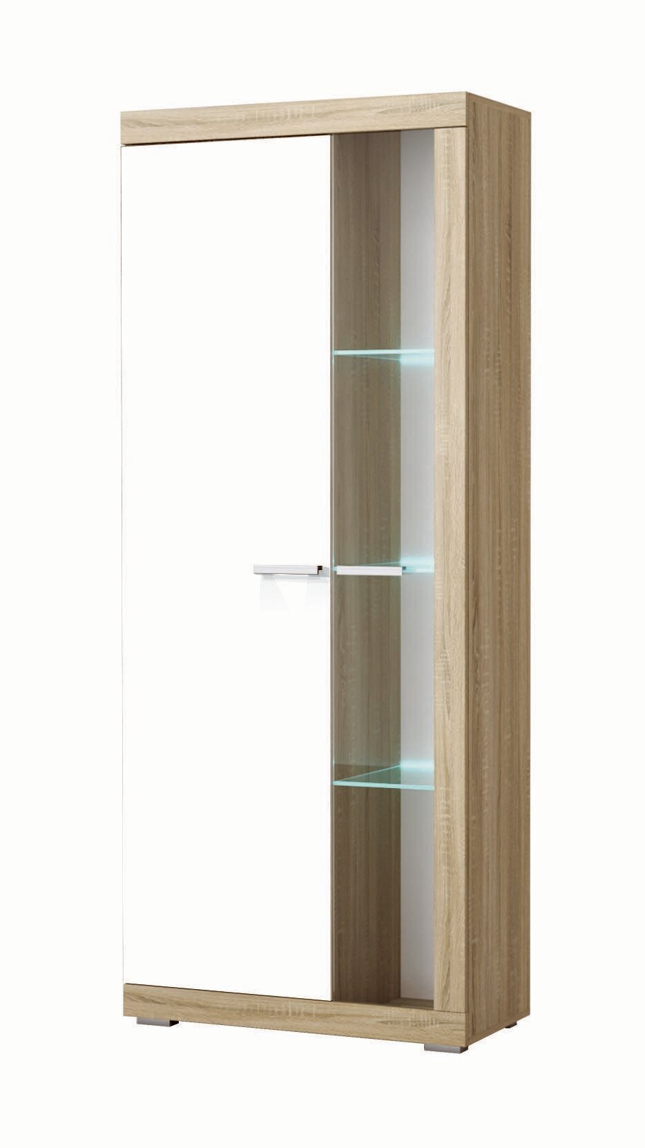 Соната Шкаф ШВС-800 Сонома-Белый глянец +Комплект светодиодной подсветки 3 (Памир)