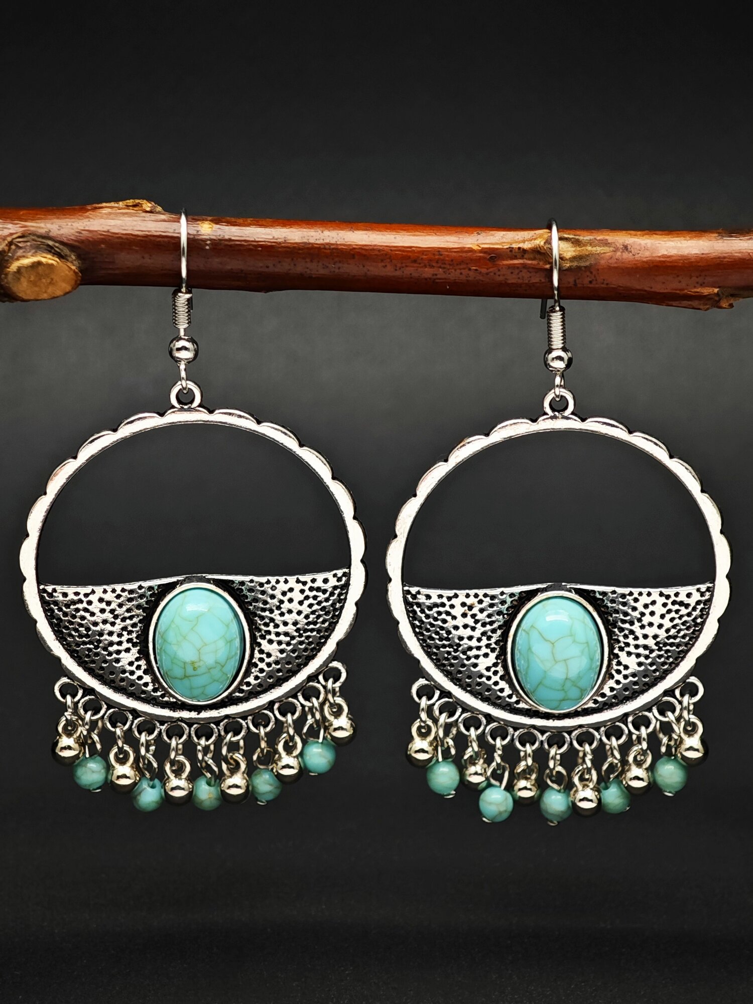 Серьги, бирюза синтетическая, эмаль