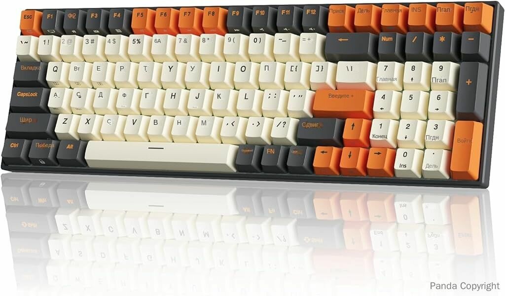 Клавиатура Беспроводная игровая RK королевский клюдже RK100 с возможностью горячей замены 3 портами USB, синий переключатель для Mac Windows, Углерода