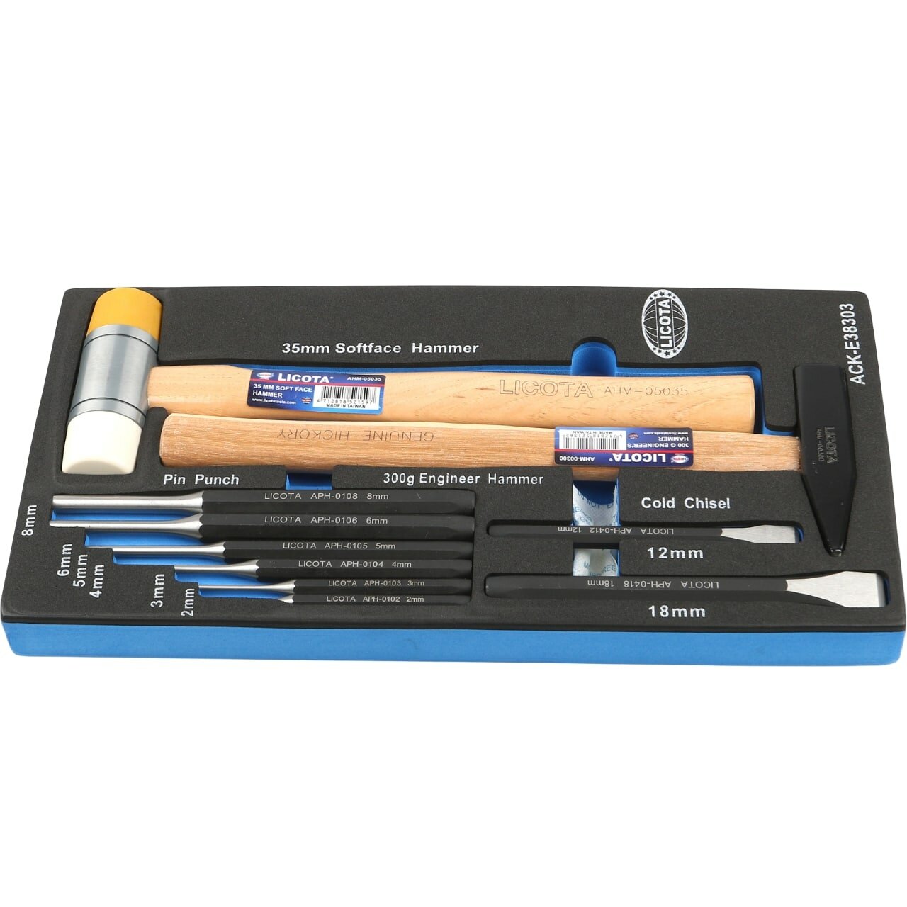 Licota ACK-E38303 Набор молотков и ударно-режущего инструмента 10 пр, в ложементе EVA