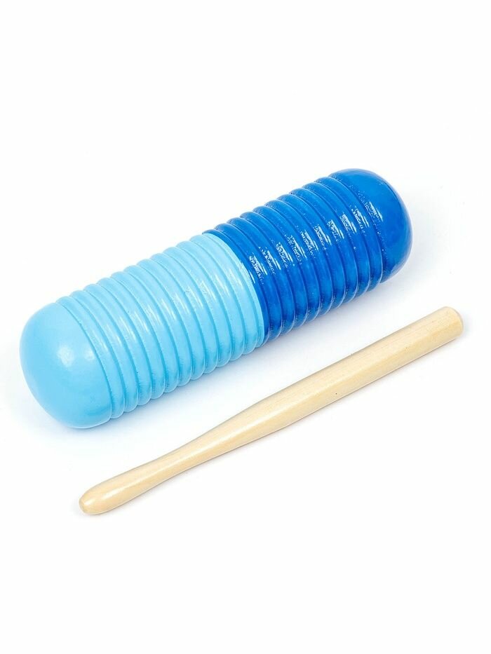 Гуиро Music Life музыкальный инструмент, трещотка, 14х4.5 см, синий с голубым