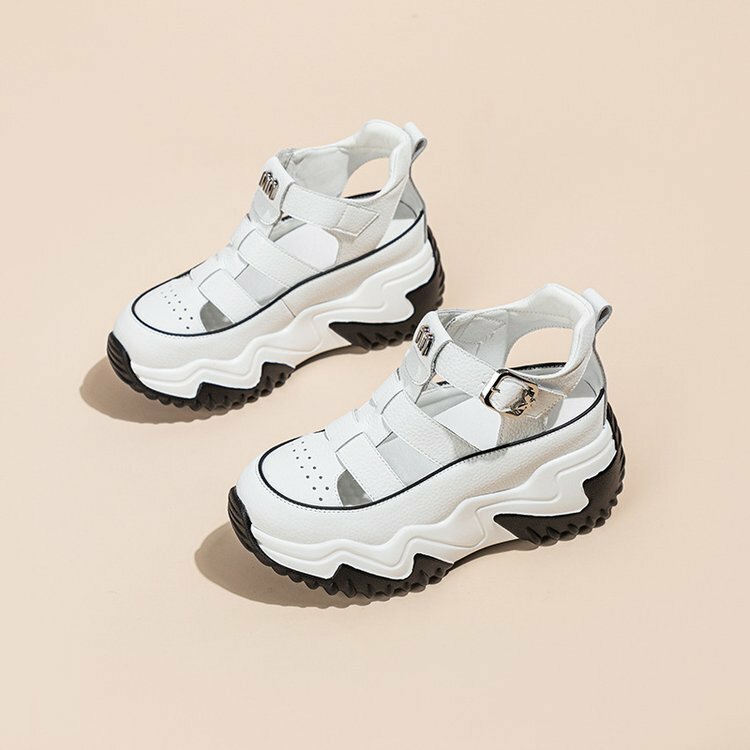 MOOCIE Корейская версия женских сандалий Daddy Sports Shoes, женские сандалии 2025 года, новые спортивные туфли с высоким каблуком и толстым дном, женские сандалии с внутренней стороны, увеличивающие рост, маленькие повседневные