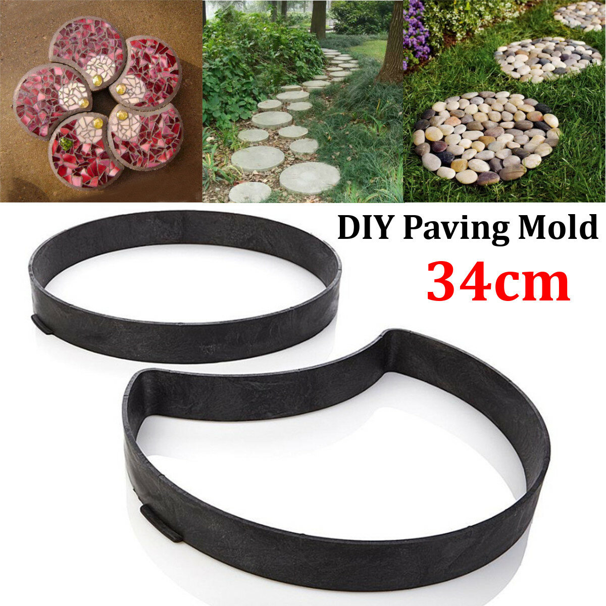 Инструмент 34 см DIY Пластиковая форма для садовой дорожки Сделать форму для дорожного покрытия Цементный камень Форма для кирпича