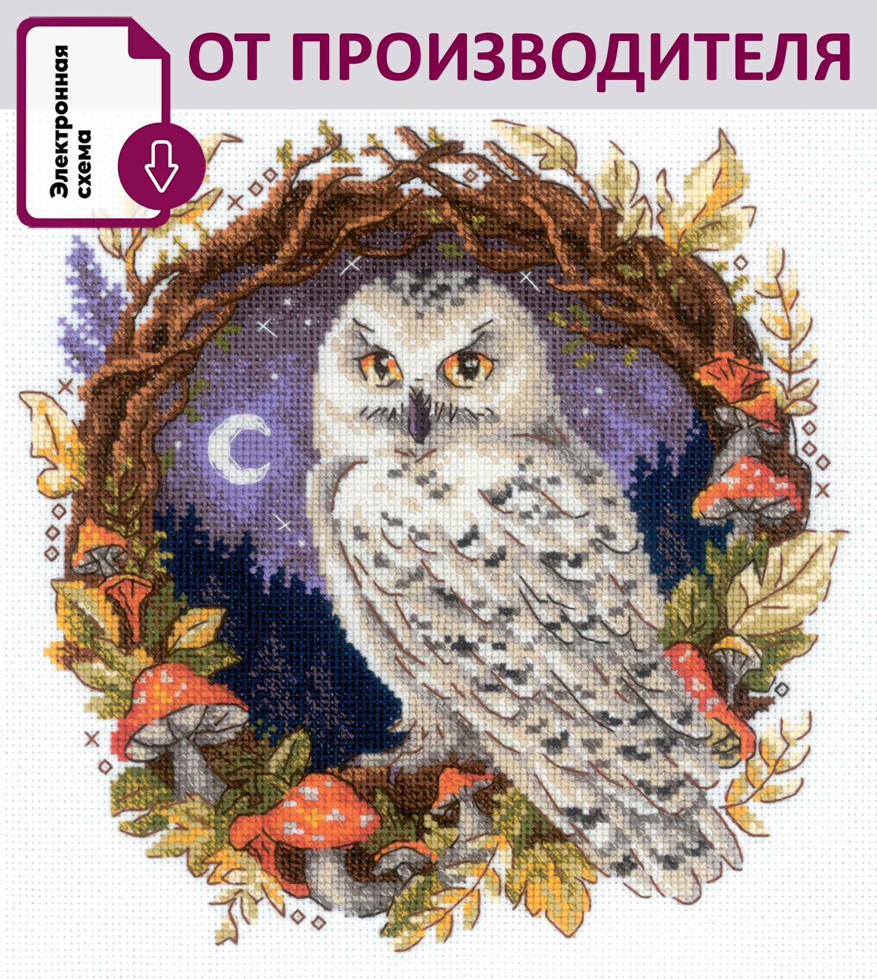 Набор для вышивания крестом Арти Крафти, вышивка крестиком "Сова чародея", 19*19см, АК008