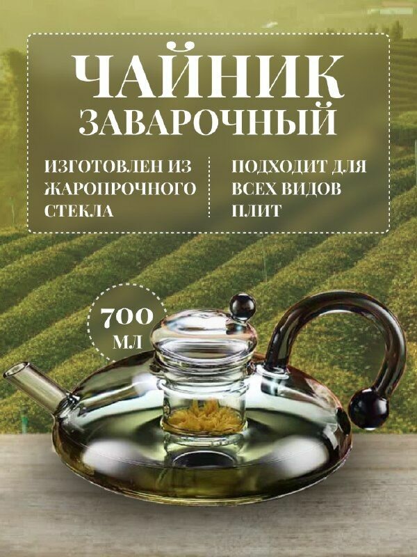Чайник заварочный X253, 0,7 л, черно-серый/черный, с фильтром в крышке