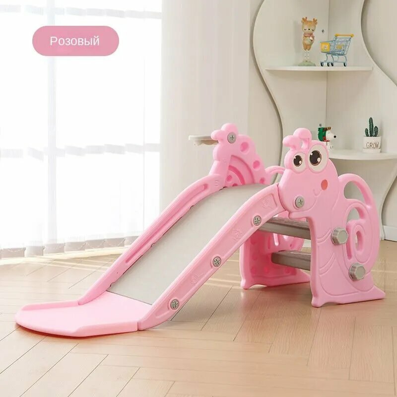 Горка детская для дома и улицы с баскетбольным кольцом/Многоцветный/Динозавры