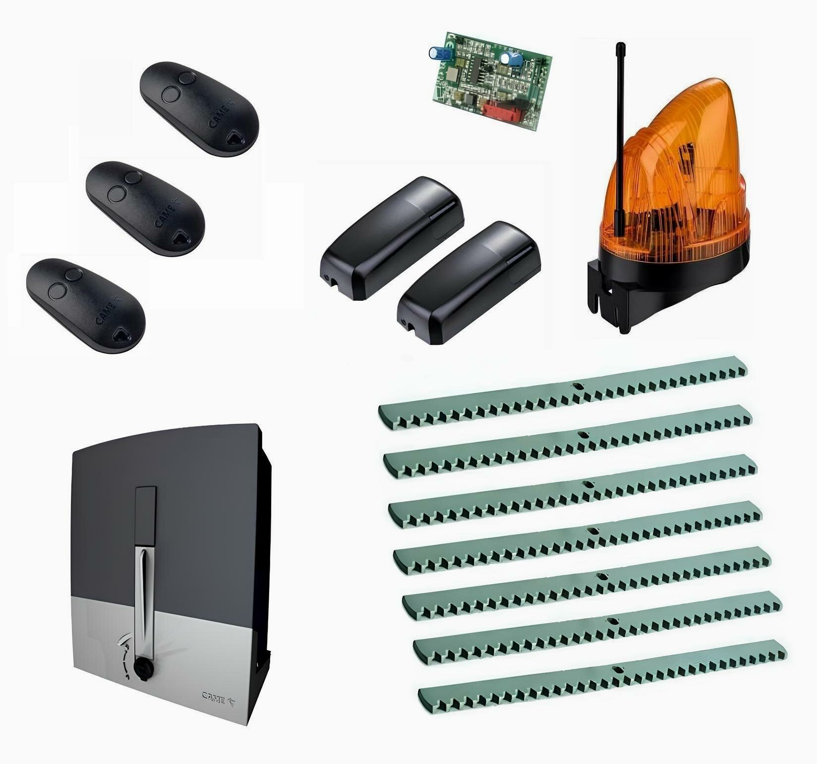 Автоматика для откатных ворот BXL04AGS FULL7-K2-Т3, комплект: привод, радиоприемник, 3 пульта, фотоэлементы, лампа, 7 реек