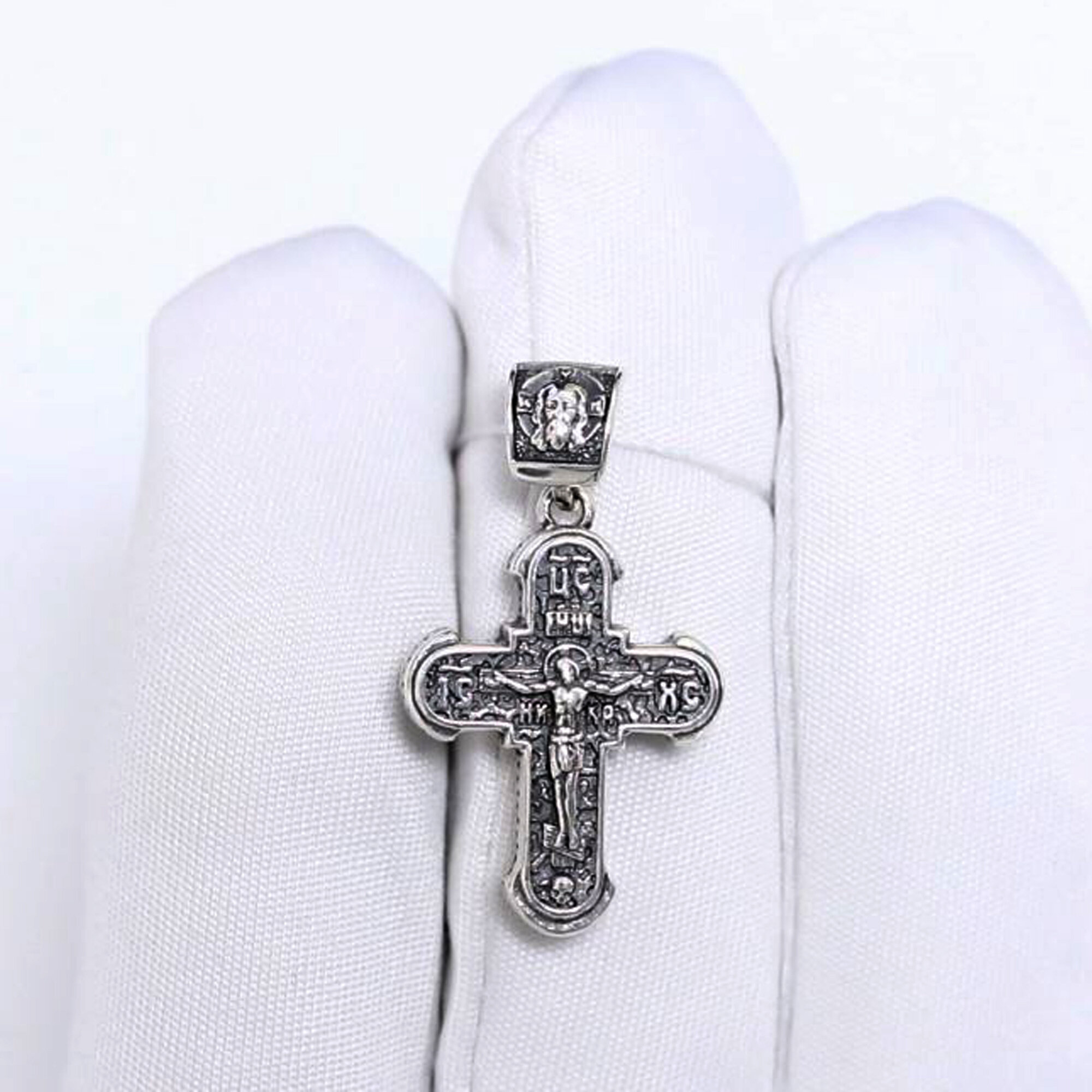 Крестик, серебро, 925 проба, чернение