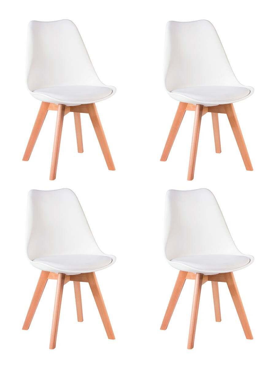 Стул DOBRIN Набор 4 шт Стул обеденный DOBRIN JERRY SOFT, ножки светлый бук, цвет сиденья белый (W-02) арт. LMZL-PP635-N_LB-TR_P-W-02