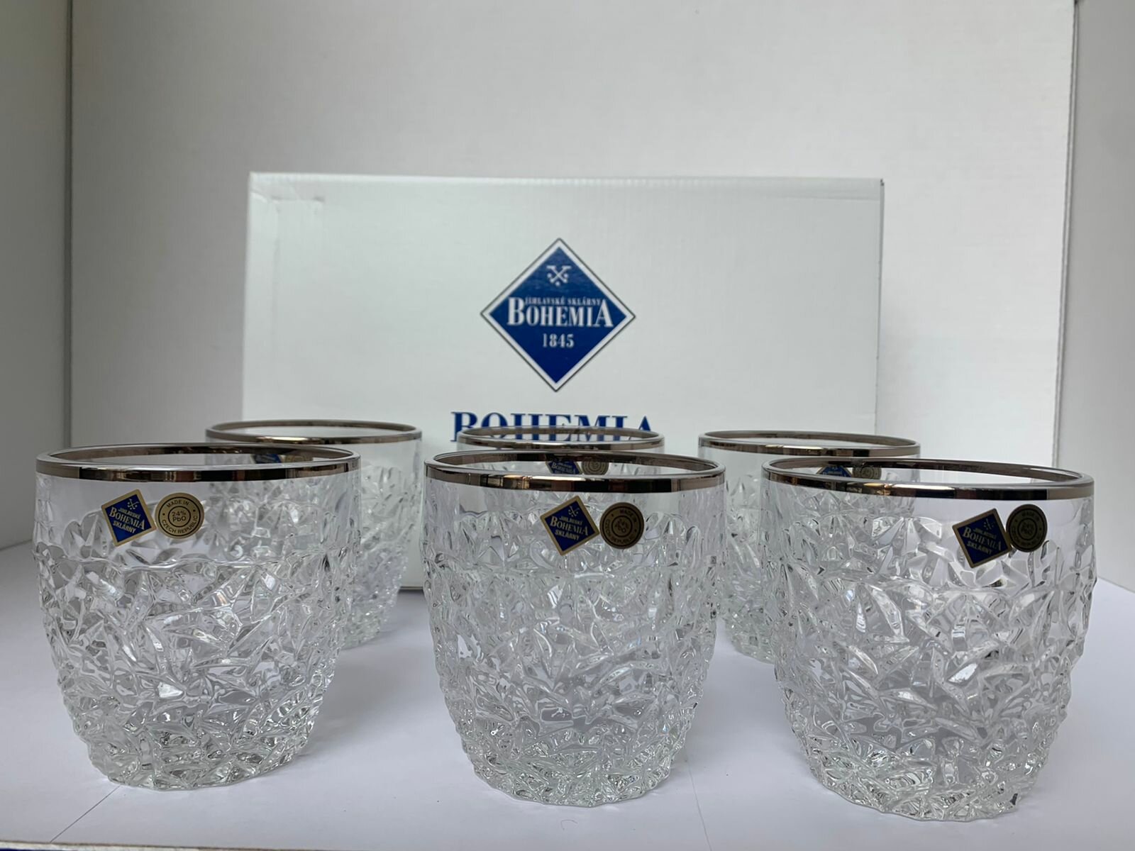Стакан для виски "NICOLETTE", декор "Отводка платина"; 350 мл (набор 6 шт.), Bohemia Jihlava/ ИПХ110