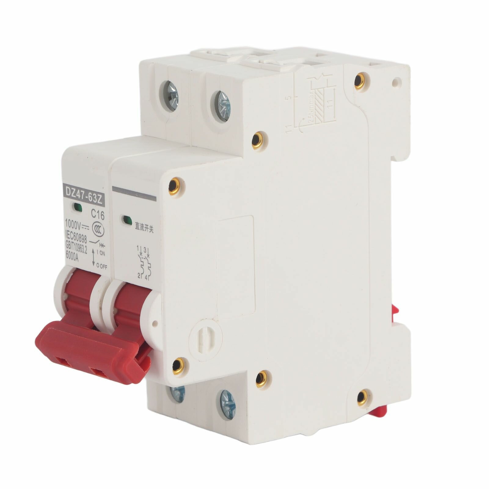 Автоматический выключатель 2P, низкое напряжение, 6000A, DIN Rail, DC1000В, 16А