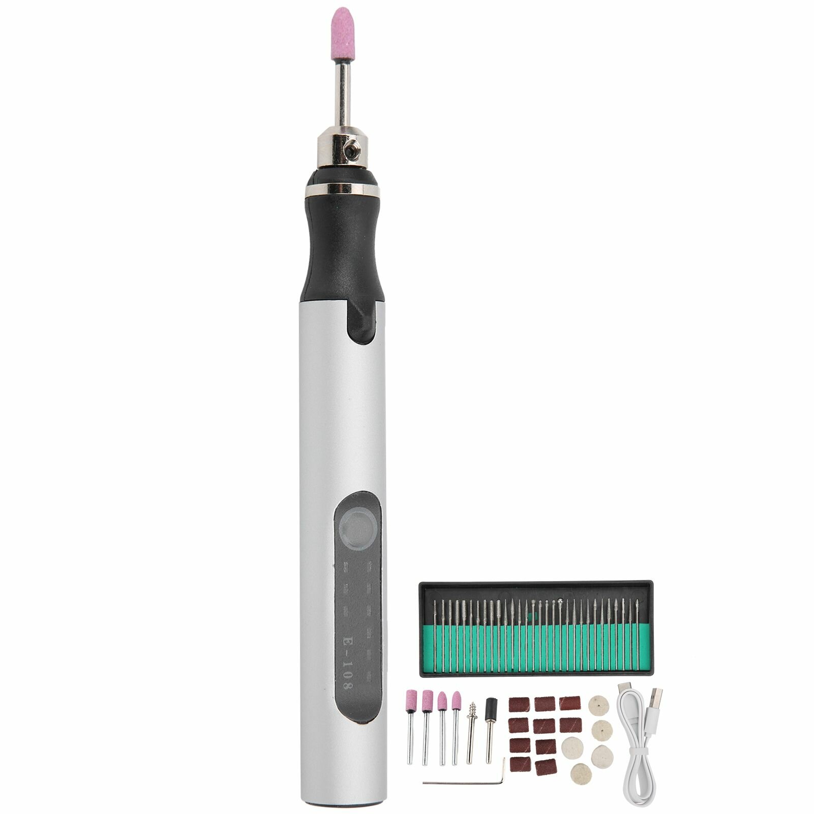 Беспроводная зарядка мини-шлифовальной машины аксессуары для снятия лака набор инструментов из 52 предметов (встроенный аккумулятор) серебристый