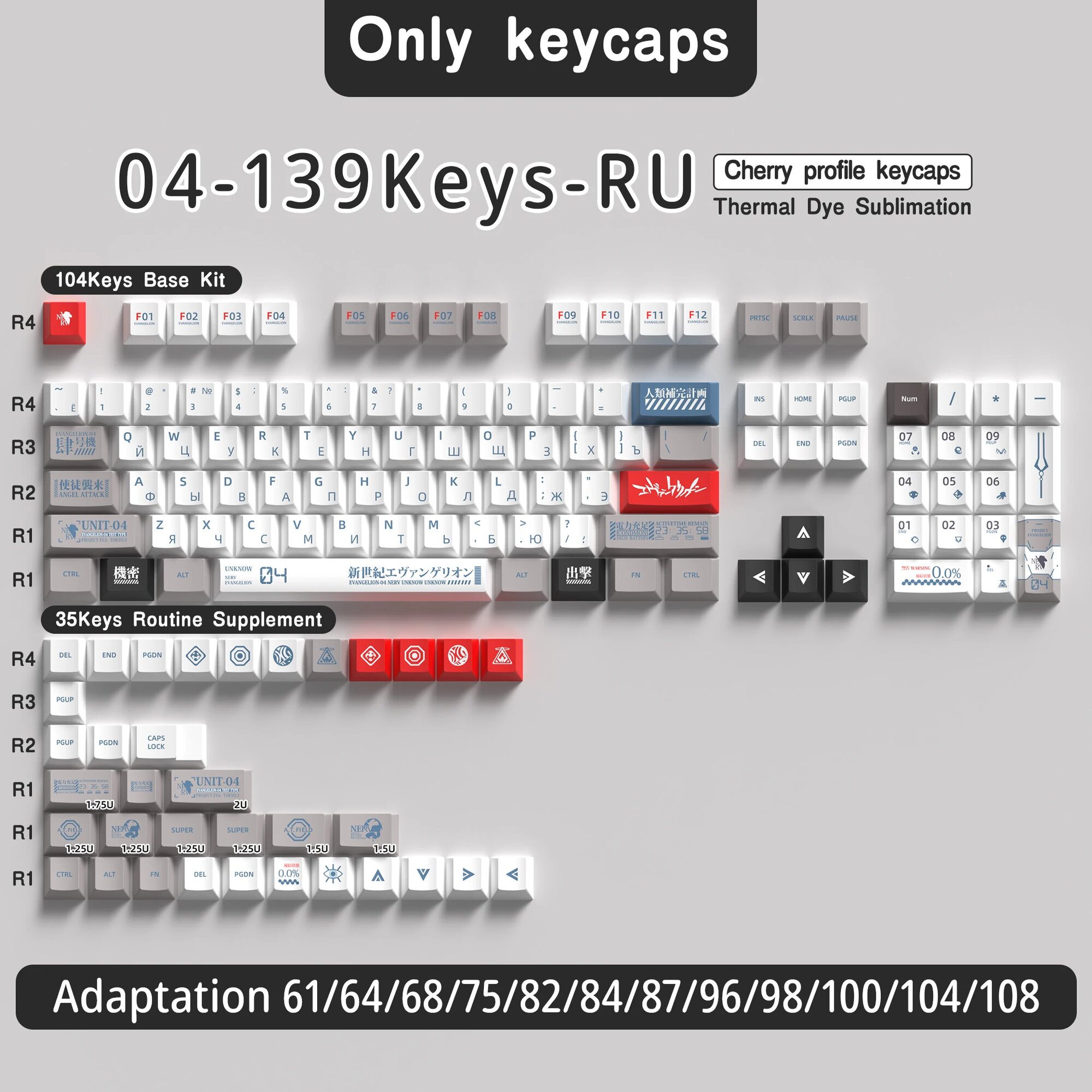 Клавиши для механической клавиатуры Cherry Profile Russian - 139 Keys