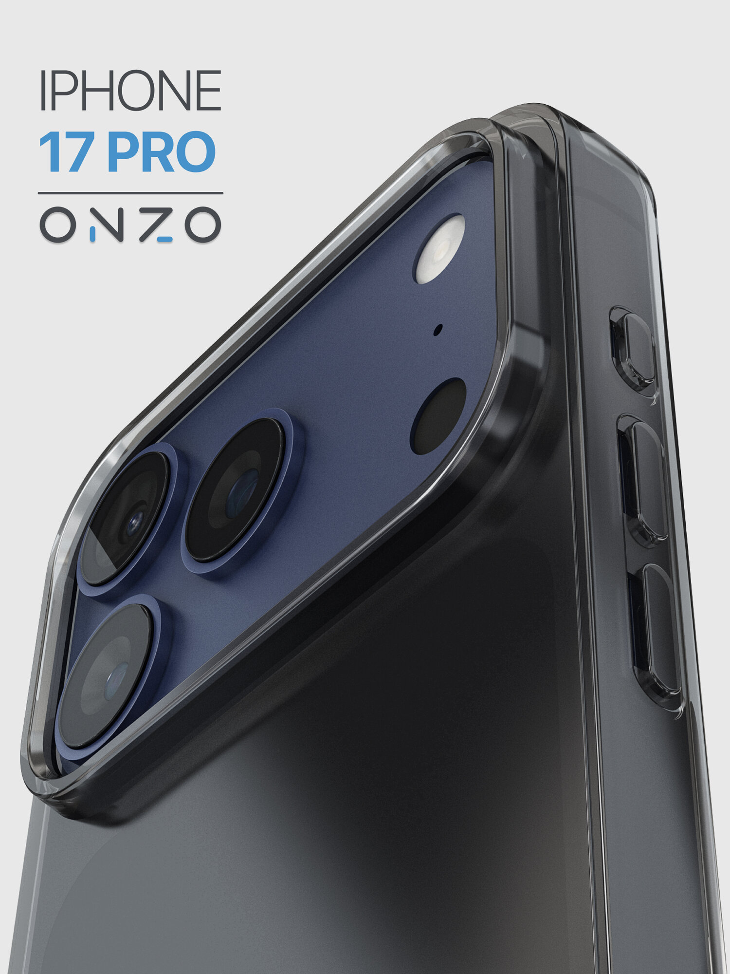 Темно-прозрачный чехол на Айфон 17 про/ Защитный бампер для iPhone 17 pro тонкий