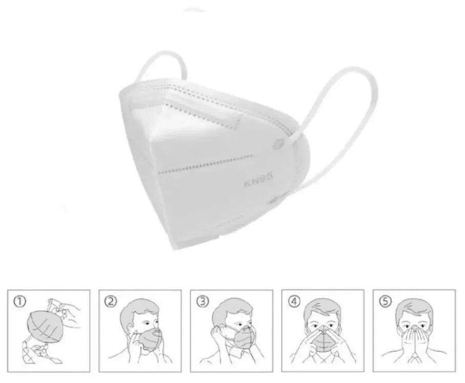 Универсальный респиратор без клапана KN95 WHITE белого цвета, ГОСТ Р FFP2, 100 шт.