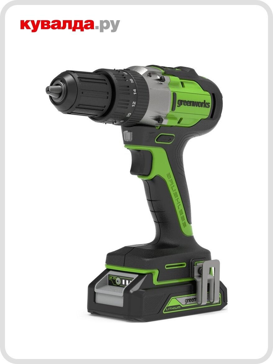 Дрель-шуруповерт аккумуляторная GREENWORKS GD24DD60K2 1х2 Ач