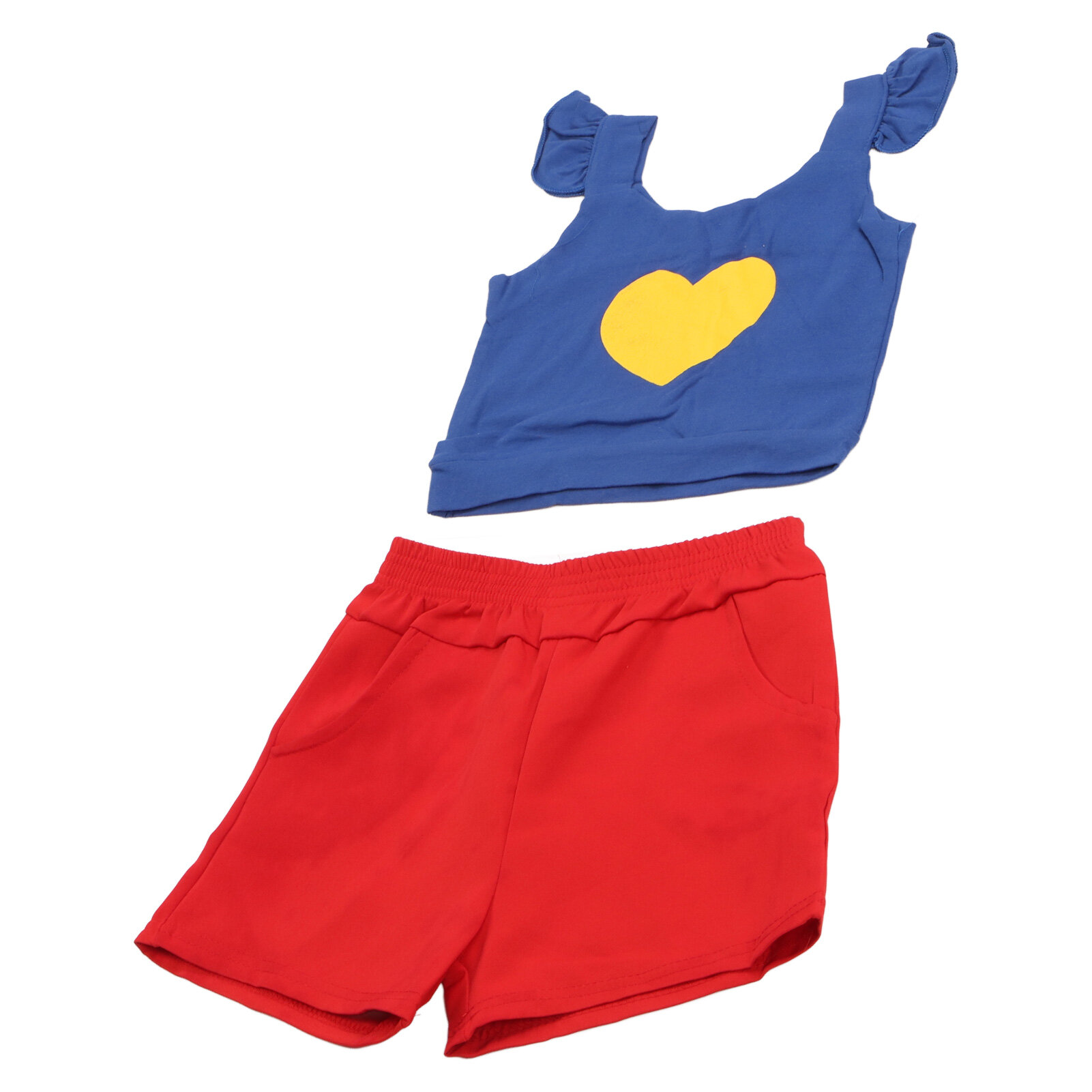 Комплект шорт для девочек на открытом воздухе, хлопковые эластичные удобные летние шорты для девочек, комплект для путешествий, синий и красный