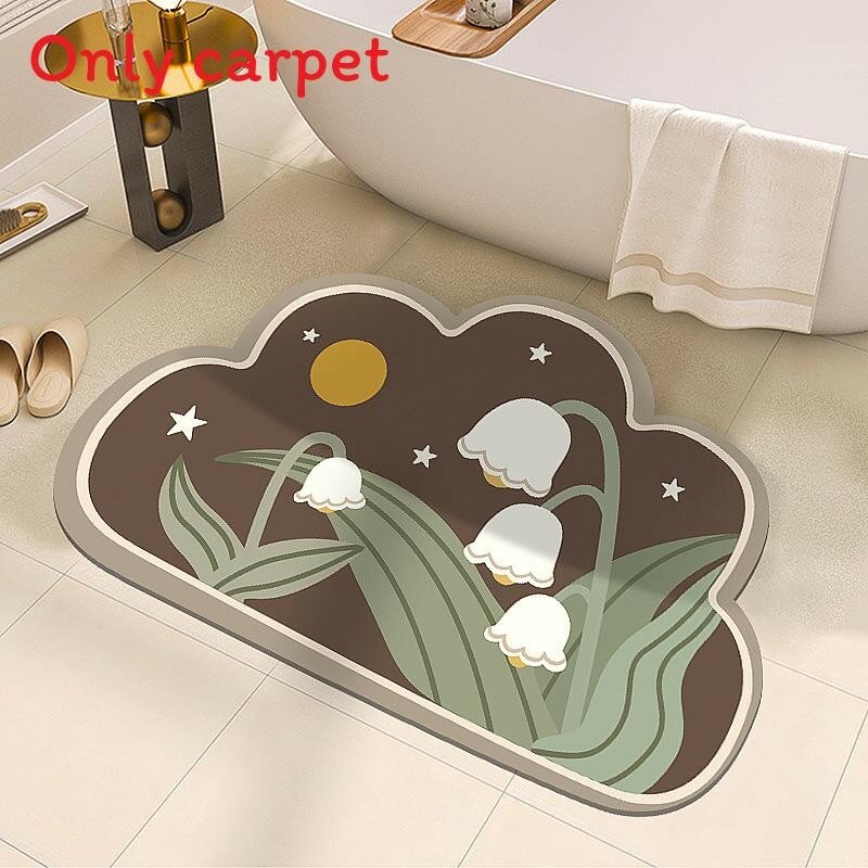 Современный геометрический силиконовый диатомовый половой коврик с шахматным узором и цветочным принтом для ванной и спальни