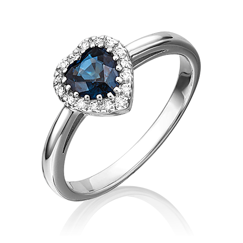 Кольцо, белое золото, 585 проба, бриллиант, сапфир