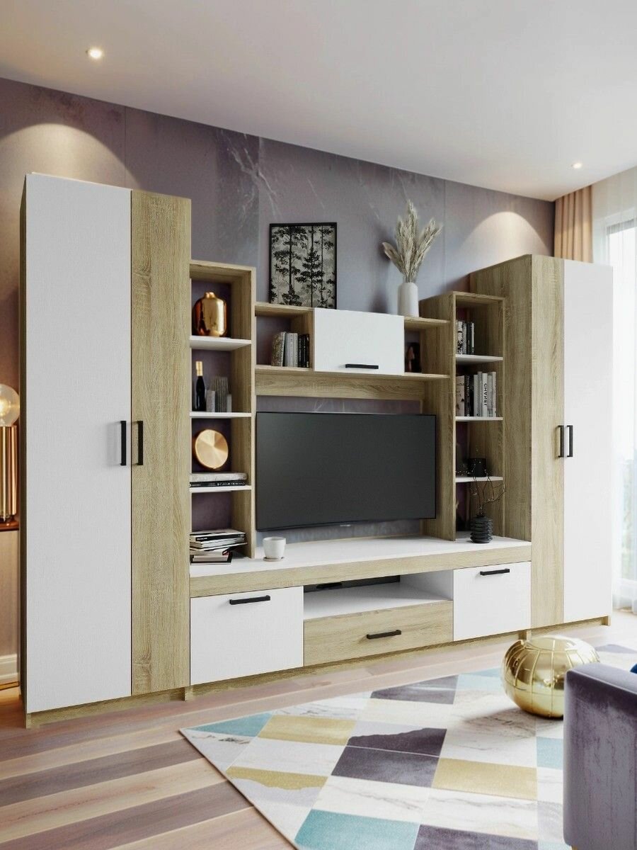 Гостиная Сидней-2 дуб сонома/белый