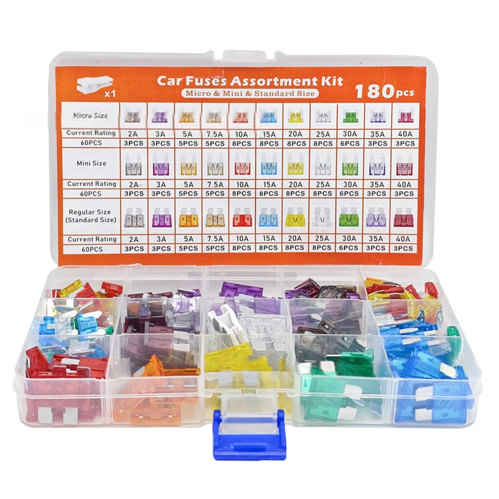 Коробка 180 шт, автомобильный вставной предохранитель (цинковый лист)