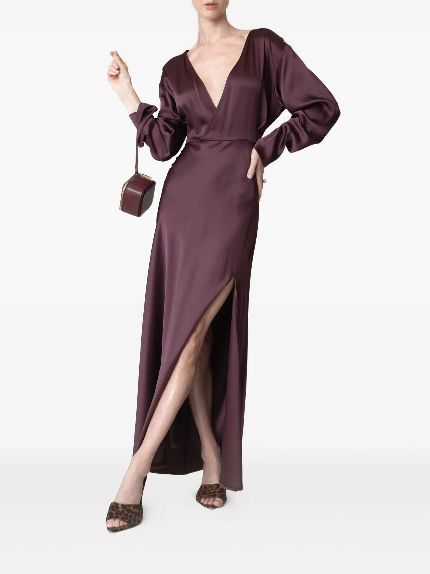 Платье LAPOINTE V-neck side-slit dress, размер 4, purple — фото 1