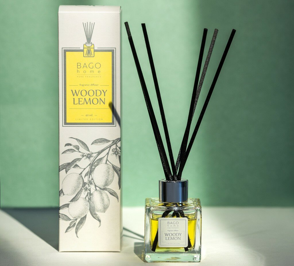 Аромадиффузор "Древесный лимон" коллекция Neo classic от Bago Home 40мл + 6 палочек