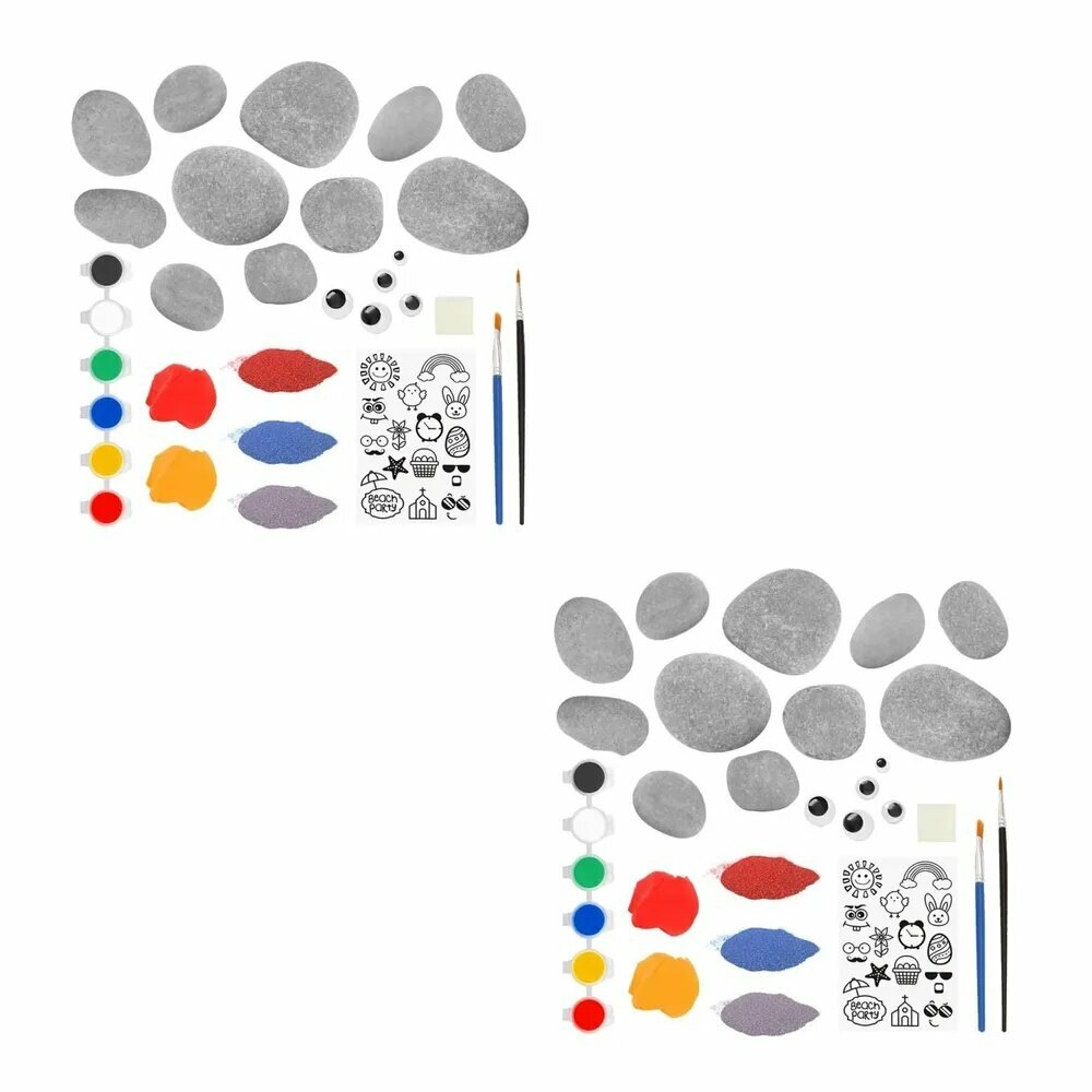 Детский набор для росписи камней, 2 комплекта, для творческих занятий дома