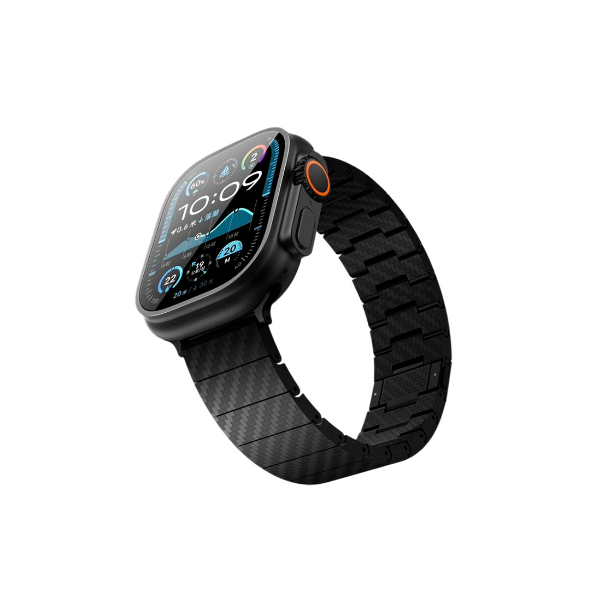 Ремешок для Apple Watch 44 mm KEEPHONE MORGAN (Карбоновый 100% углеродное волокно 600D Carbon, сильные магниты)