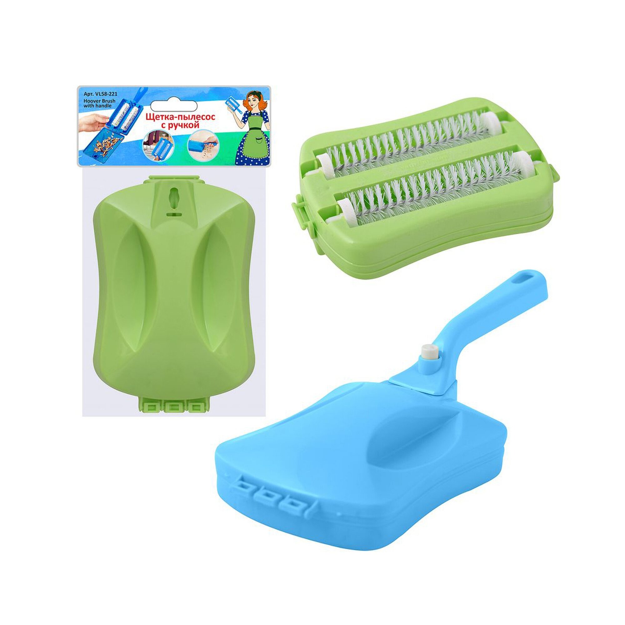 Щетка-пылесос с ручкой Мультидом, пластик и металл, 16x10.5см, для пола, цвет мультиколор