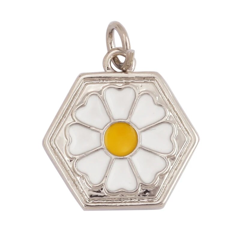 Золотой шарм цветок L12 L120578-White Gold