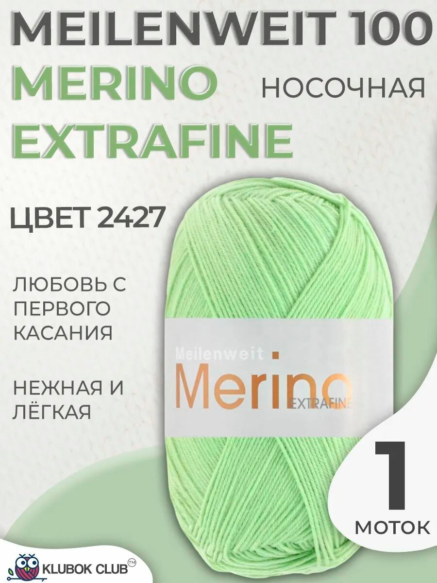 Пряжа для вязания Lana Grossa Meilenweit 100 Merino Extrafine цвет 2427, 1 моток