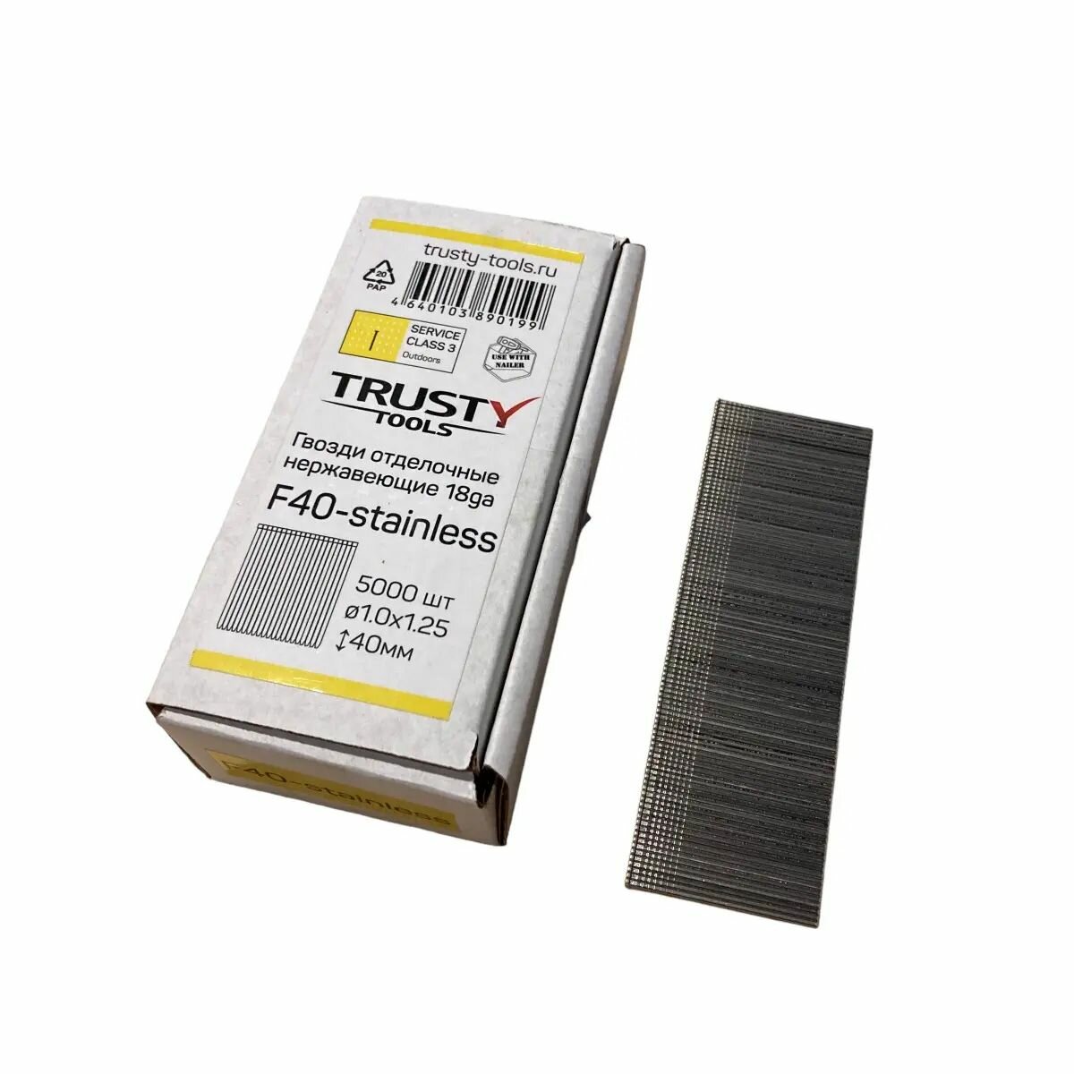 Гвоздь отделочный 18ga 40 мм нержавеющий (5000 шт) Trusty-Tools