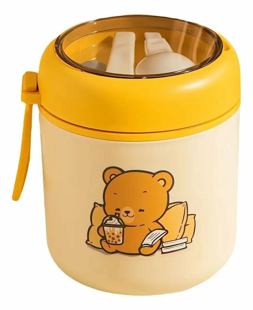 Термос для еды с широким горлом. Контейнер ланч бокс для еды детский/ взрослый. Герметичный термоконтейнер для супа и вторых блюд. 0,53 л.