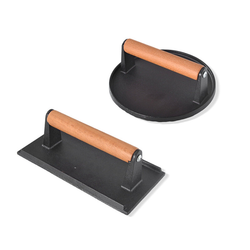 Пресс для мяса из чугуна для улицы Amazon, пресс для гамбургеров, пресс для бекона, инструмент для прессования мяса для кемпинга и барбекю