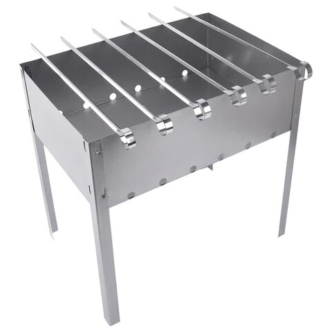 Мангал сборный стальной, размер 350х240х350 мм + 6 шампуров из нержавеющей стали, в плёнке, 701724