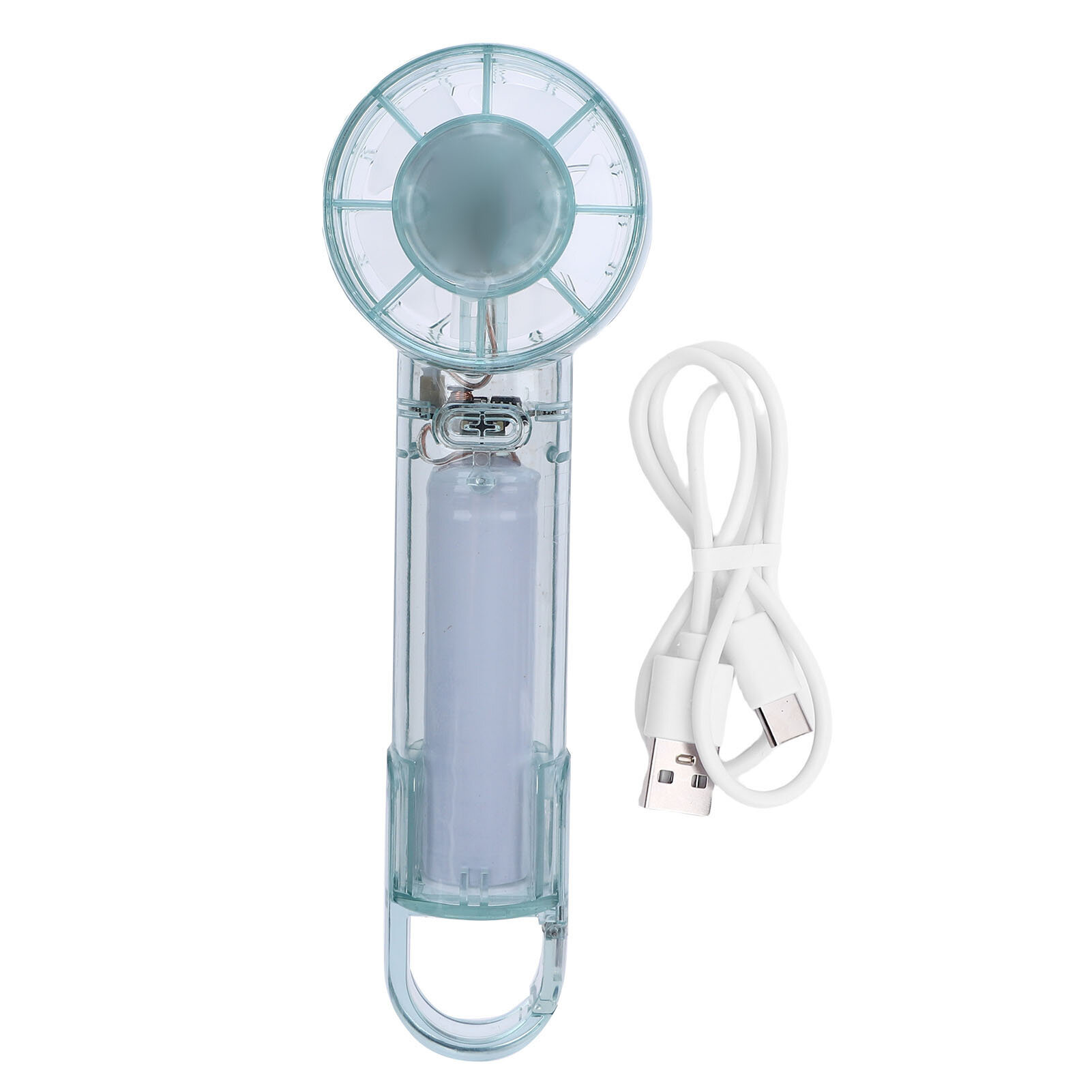 Прозрачныйручнойвентиляторс3скоростями, низкимуровнемшума, USB-зарядкой, настольный, скрючкомдляиспользованиянаоткрытомвоздухе, зеленый.