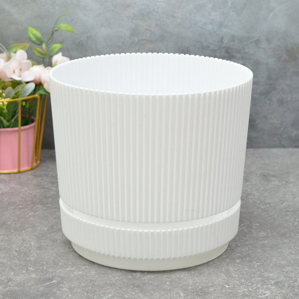 Кашпо Стрип 3.9л d200мм с подставкой, белый